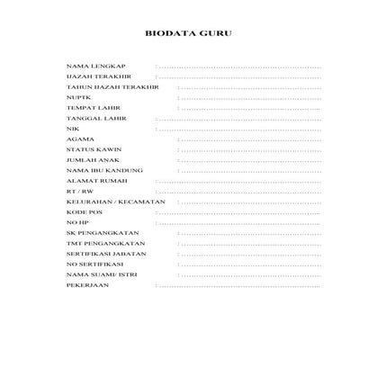 Borang maklumat guru peribadi | DOCX