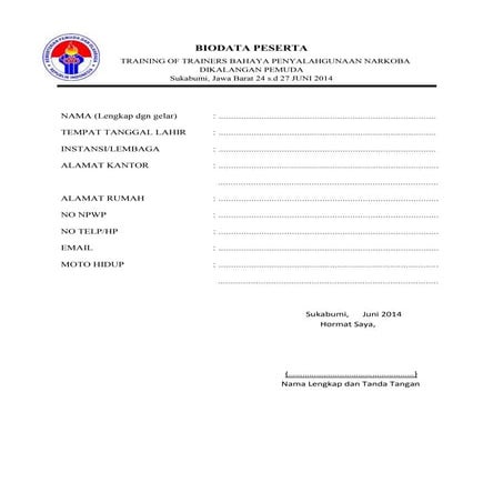 Biodata peserta | DOCX