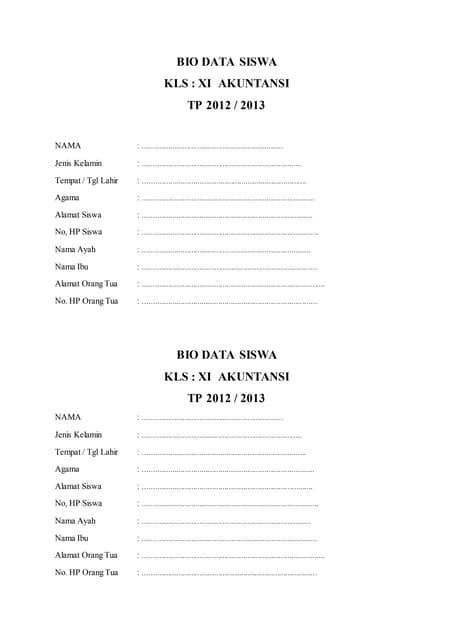 Bio data siswa | DOCX
