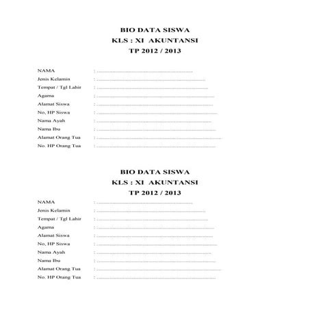 Bio data siswa | DOCX