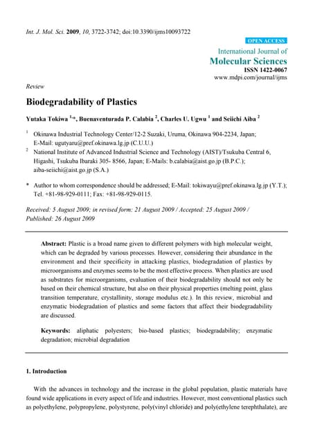 Microbial degradation of plastic | PPTX | Chemistry | Science