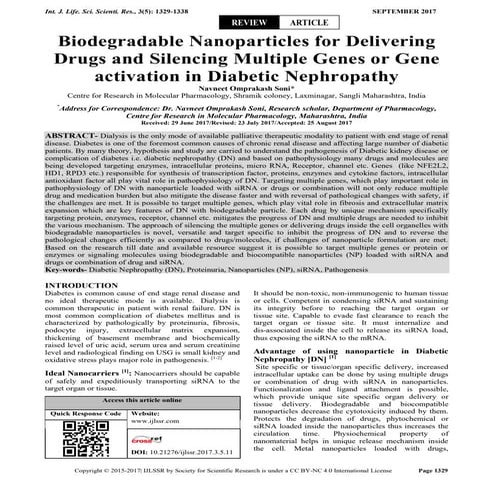 Biodegradable Nanoparticles for Delivering Drugs and Silencing Multiple ...