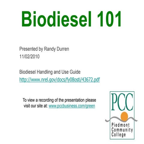 Biodiesel 101 | PPTX | Chemistry | Science