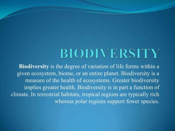 Bioresources and uses of biodiversity | PPTX | Biological Sciences ...