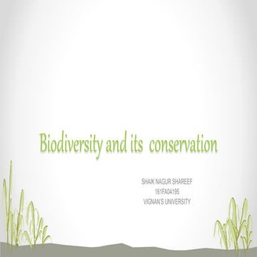 Biodiversity and its conservation | PPTX