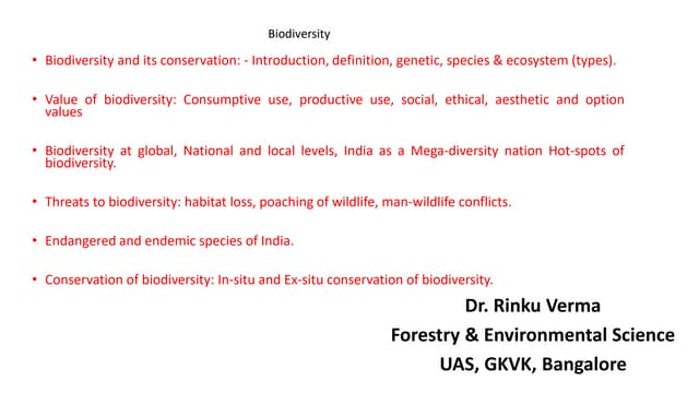 Biodiversity & Conservation | PPT