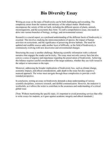 Essay On Biodiversity | PDF