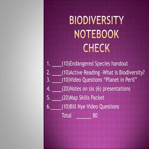 Biodiversity notebook | PPTX