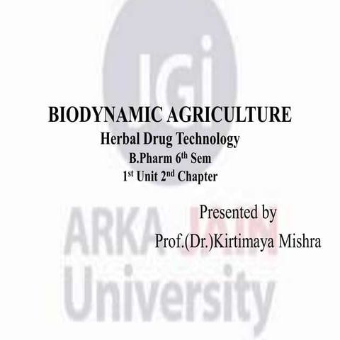 Biodynamic agriculture hdt 1st unit 2nd chapter | PDF