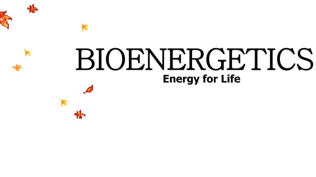 EARTH AND LIFE SCIENCE CHAPTER 6 BIOENERGETICS | PPTX