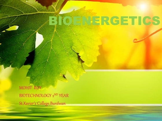 Bioenergetics (biochemistry) | PPTX | Biological Sciences | Science