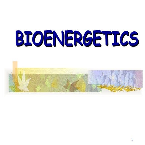 lecture note on Bioenergetics for 300 level | PPT