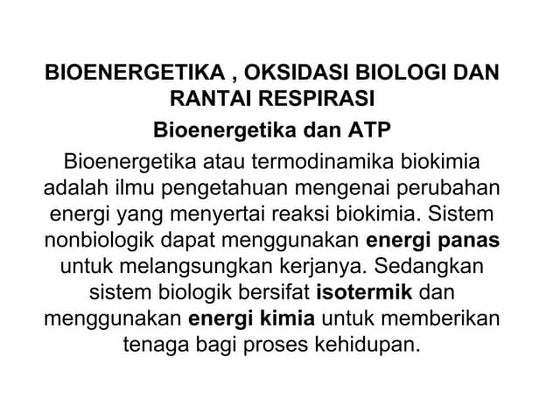 Oksidasi biologi dan bioenergetika | PPTX