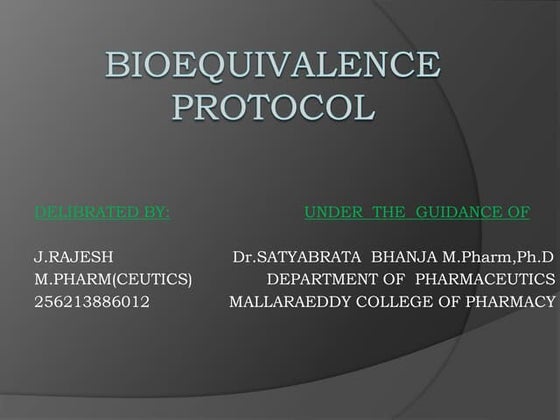 bioequivalence study design | PPTX | Pharmaceutical Industry | Industries