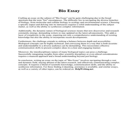 Bio Essay. Central Ohio Technical College | PDF