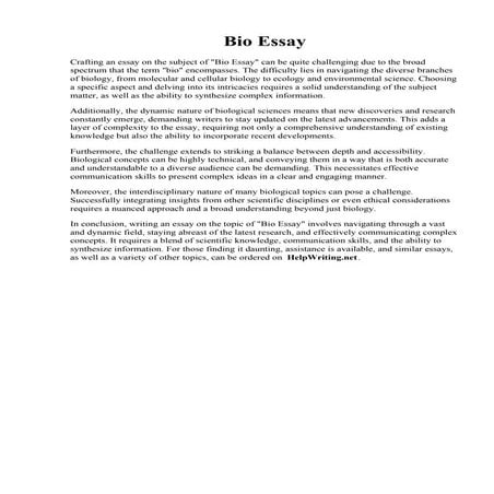 Bio Essay. . biography essay example. 018 Essay Example Ideas Of Cover ...