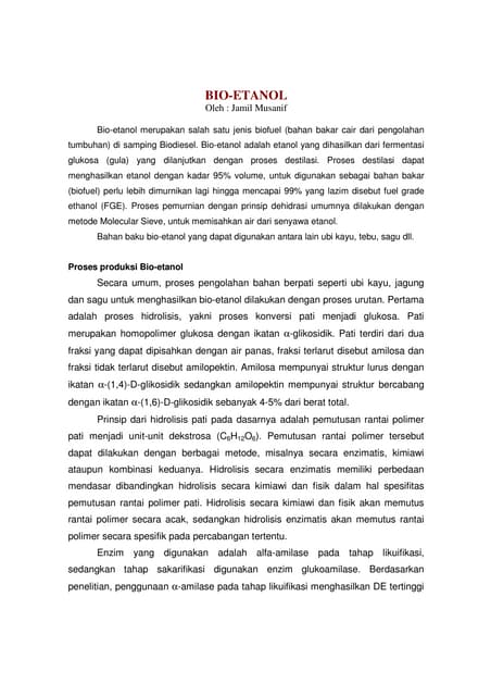 Pembuatan etanol dari singkong | PPTX