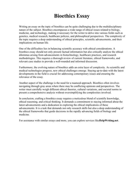 Essay On Medical Ethics. Stevens Institute of Business and Arts | PDF