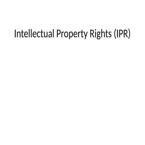 intellectual property rights and its introduction | PPTX
