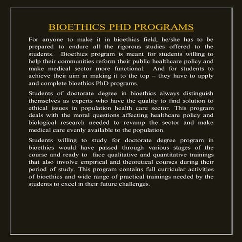 Bioethics phd programs | DOCX