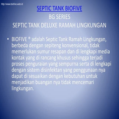 Biofive, septic tank biofive, bg series, lc series, bc series, tangki air fiberglass | PPT