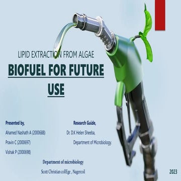 Biofuel from Algae for future use (Lipid extraction) | PPTX