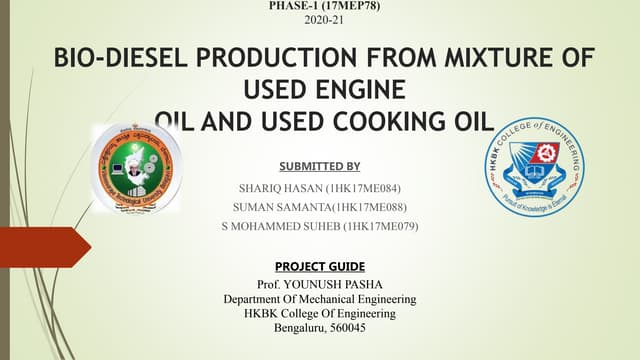 Biodiesel production from Waste Cooking Oil powerpoint project.pptx