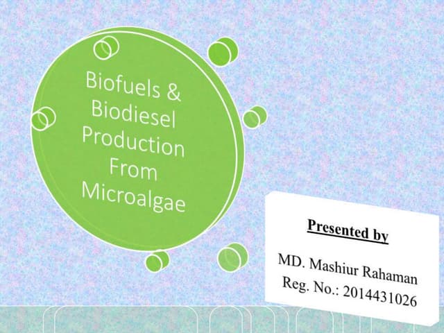 Biofuel production from algae | PPT