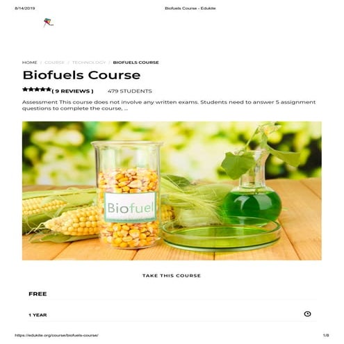 Biofuels Course - Edukite | PDF | Biotech and Biomedical Industry ...