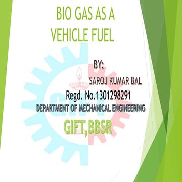 Bio gas as a vehicle fuel | PPT