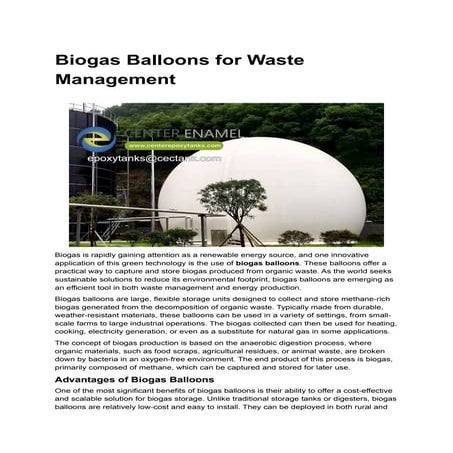 Biogas Balloon for Bio CNG Plants An efficient solution for biogas ...