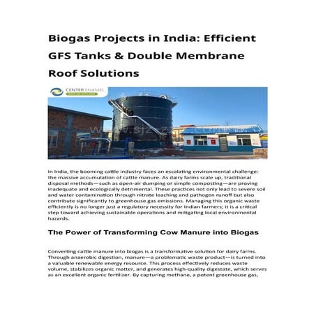 Biogas Project-Advanced GFS Tanks & Double Membrane Roof Solutions in ...