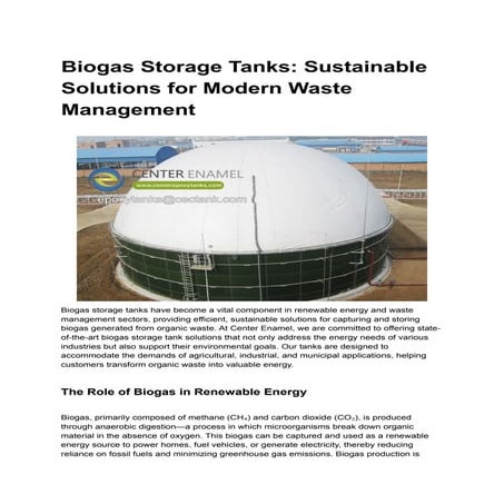 Biogas Tanks Sustainable Solutions for Efficient Waste-to-Energy ...