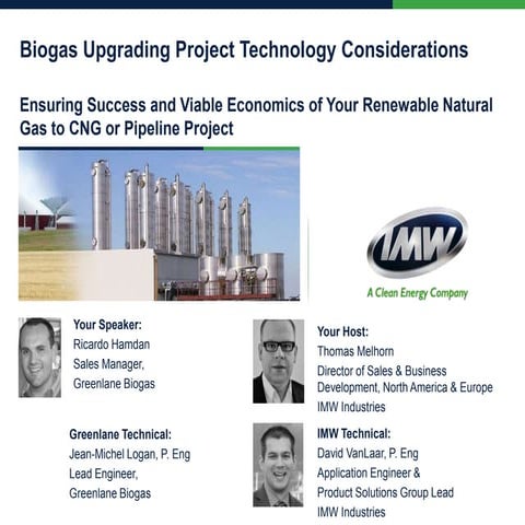 Biogas Upgrading Project Technology Considerations | PPTX