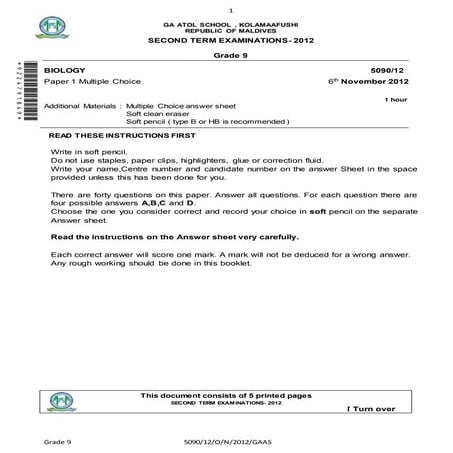 Bio gr 9 paper 1 term 2 2012 copy | DOCX