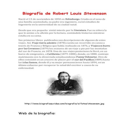 Biografía de robert louis stevenson | DOCX
