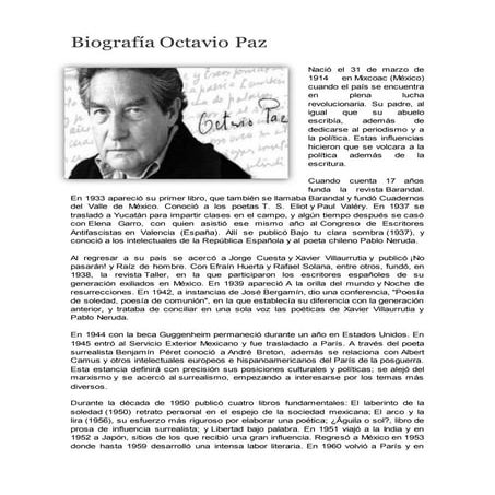 Biografía Octavio Paz Pdf