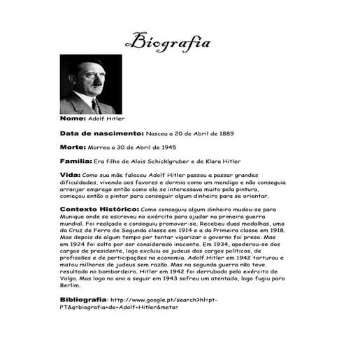 Biografia Adolfo Hitler | PDF