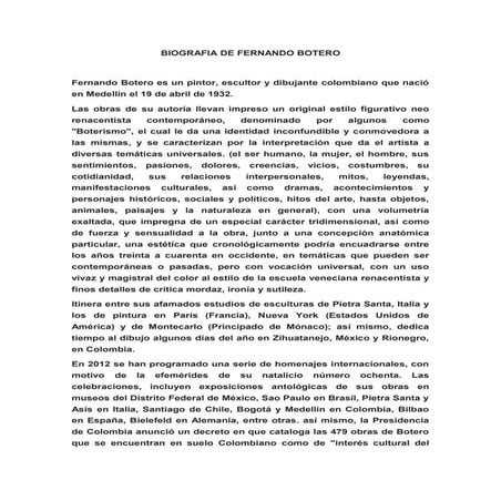 Biografia de fernando botero | DOC