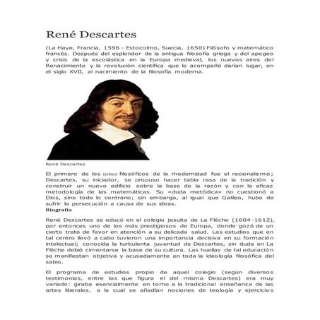 Descubrimientos De Rene Descartes 10 Aportaciones De René Descartes A
