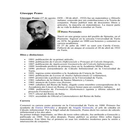 Biografia Giuseppe Peano | DOC