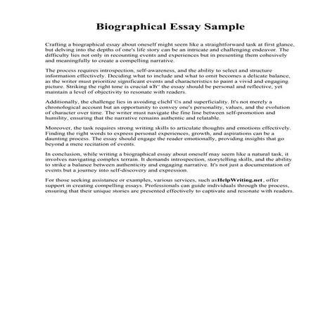 Biographical Essay Sample.pdf | Hobbies & Interests