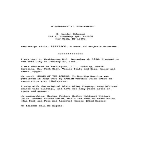 Biographical statement copy | RTF