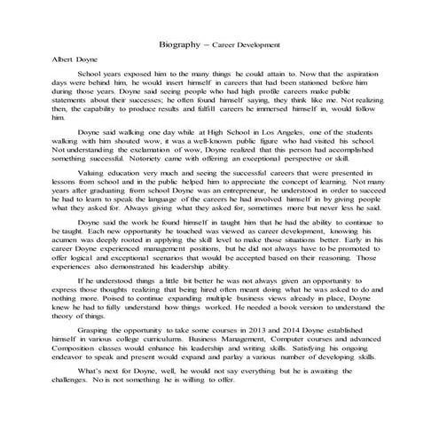Biography career development