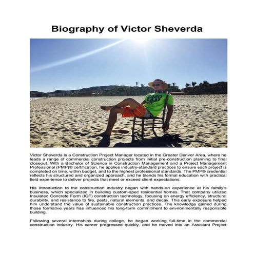 Biography of Victor Sheverda | Construction Project Manager | PDF