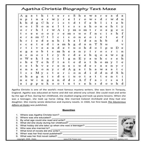 Biography%20past%20passive%20 Agatha%20 Christie%20 Maze | PDF