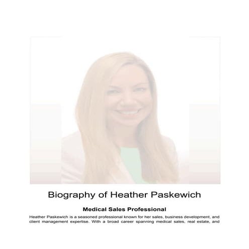 Biography and career history of Heather Paskewich | PDF