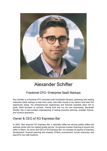 Alexander Schifter, Fractional cfo / enterprise saas startups