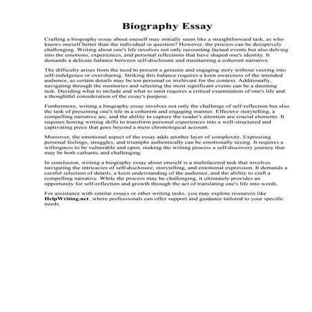 Biography Essay. Biography Essay Introduction Examples - Essay Writing ...