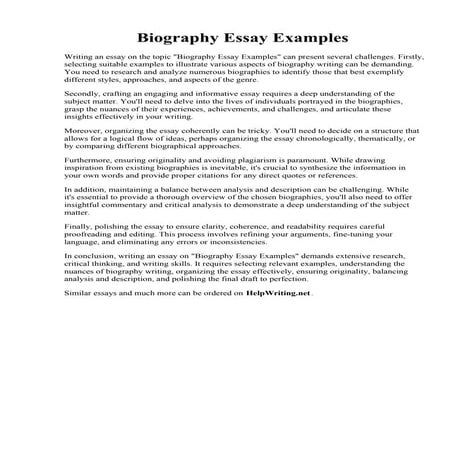 Biography Essay Examples | PDF